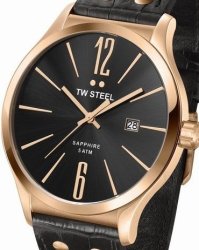 Authentic Tw Steel Slimline Black Leather Rose Gold Mens Watch Prices ...