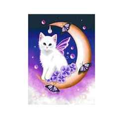 Fineser Tm Diy 5D Moon Cat Full Diamond Embroidery Painting Cross ...