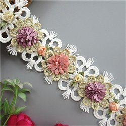 1 Meter Colorful 3D Flower Lace Edge Trim Ribbon 6CM Width Vintage ...