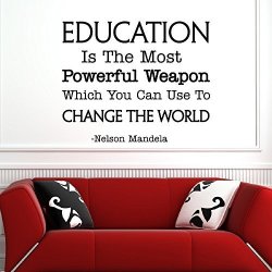 Deals on Wall Decal Inspirational Quote Education Is The Most Powerful ...