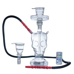 Deals on Skull Shaped Hubbly Bubbly Kit Full Glass Clear Hookah With ...