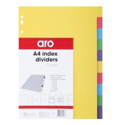 Aro A4 10 Tab File Dividers Assorted 10 Part Prices | Shop Deals Online ...
